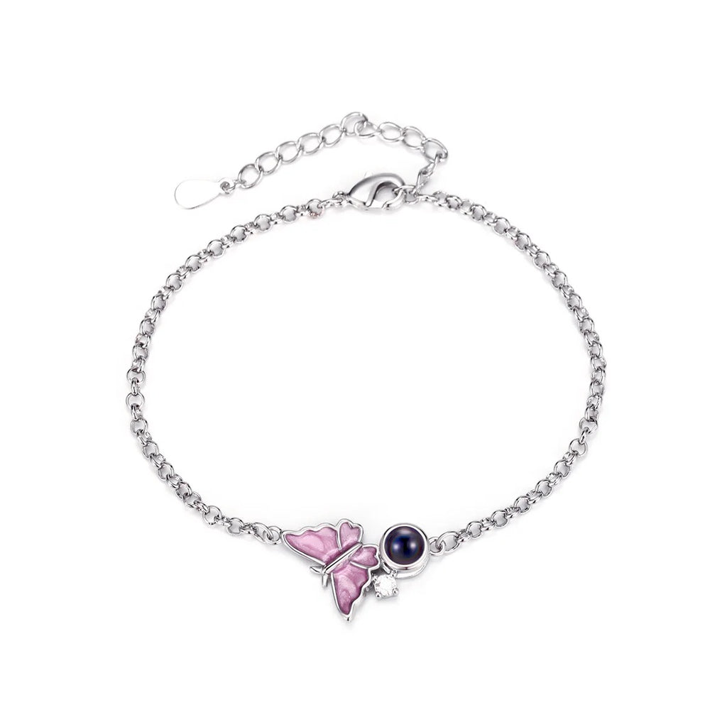 Pulsera Personalizada con Foto Proyectable y Mariposa Rosa – Regalo Ún ...
